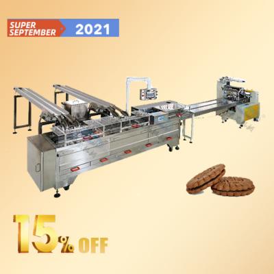 중국 2개의 차선 1개의 색깔 초콜렛 샌드위치 건빵 기계 600-1200 샌드위치/분 판매용