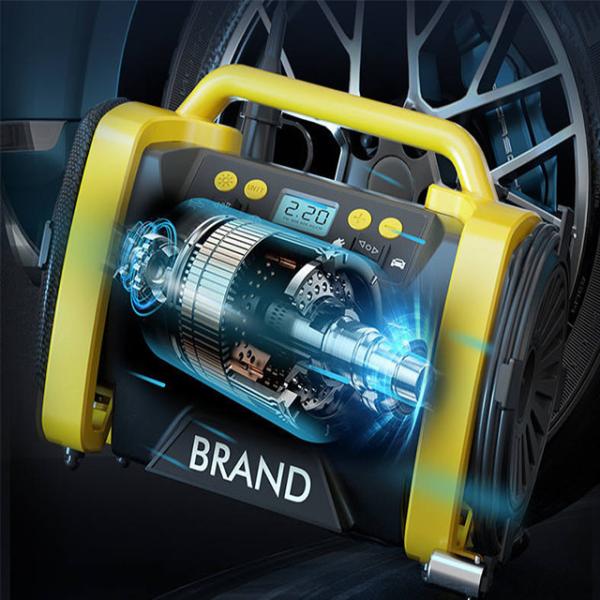 Quality 12V Electric Car Tire Inflator Machine with Double Cylinder and AC DC Battery for sale