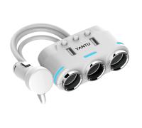 Quality YANTU B39 Portable Wired Charger Mini Car Charger Phone Charger 3 Socket 2 USB Cigarette Lighter for Car for sale