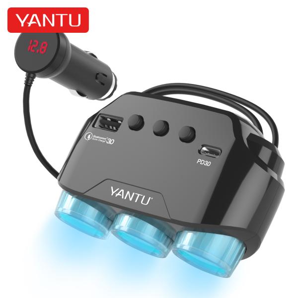 Quality Professional 12V-24V Cigarette Lighter with 2 Charging Ports and Voltage Monitoring for sale
