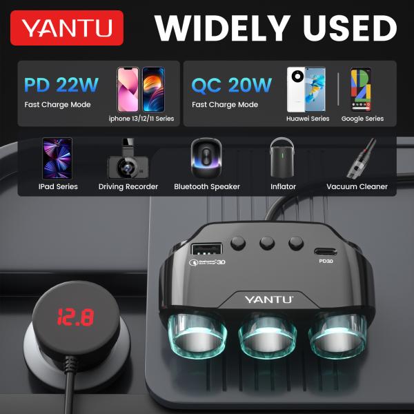 Quality Professional 12V-24V Cigarette Lighter with 2 Charging Ports and Voltage for sale