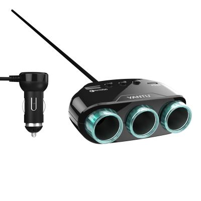 Cina Adaptatore di caricabatterie per auto 12V-24V con controllo della tensione e 3 prese per veicoli neri in vendita