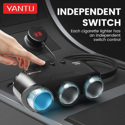 Cina Adaptatore di caricabatterie per auto 12V-24V con controllo della tensione e 3 prese per veicoli neri in vendita