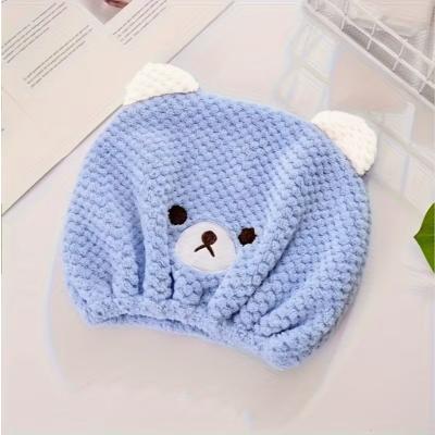 Китай Суперпоглощающая коралловая шерсть для сушки волос с милым дизайном медведя и эластичным приспособлением для комфортного использования продается