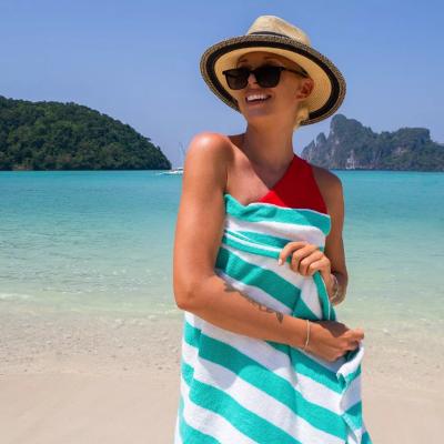 China Luxury Serene Stripe Cabana Towel with Plush Loop Pile for Ultimate Comfort for sale