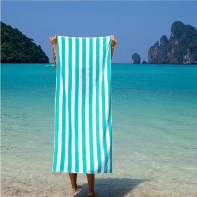 China Luxury Serene Stripe Cabana Towel with Plush Loop Pile for Ultimate Comfort for sale