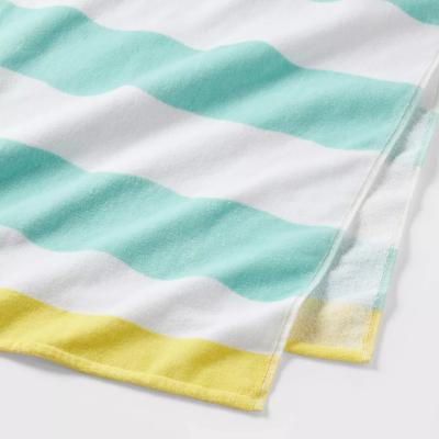 China Wavy Stripe Beach Towel with Velour and Reactive Printing for Stylish Poolside Use for sale
