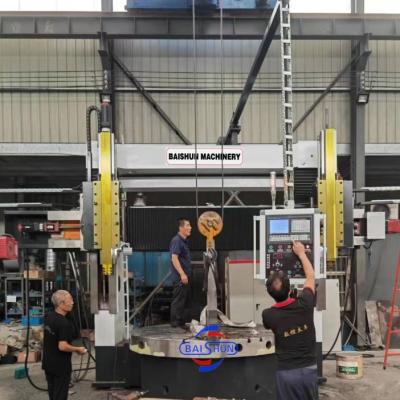 China Torno vertical automático de doble columna de metal con dos ejes en venta