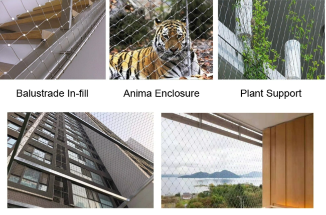 Cavo metallico tessuto dimensione su misura rifornimento Mesh Cable Zoo Enclosure Mesh di acciaio inossidabile della maglia 304 della corda del foro della fabbrica