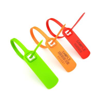 China High Tensile Strength Clothing Custom Logo Plastic Seal Tags with Metal Insert US-PS300FT for sale