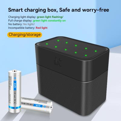 China 1.5V AA Rechargeable Lithium Battery Charger Kit With 10 Independent Slots And LED Indicators for sale