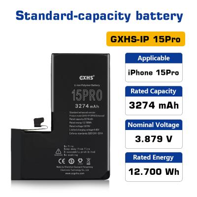 China Standard Capacity OEM Standard Plug-and-Play Rechargeable Battery Replacement For iPhone 15Pro for sale
