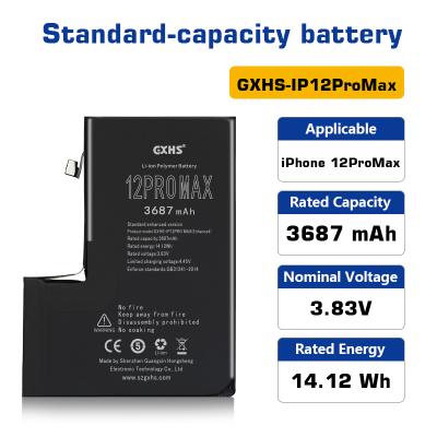 China 3687mAh Lithium-ion Replacement Battery For iPhone 12 ProMax with Overcharge Protection and Plug-and-Play Structure for sale