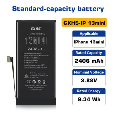 China 2406mAh Standard Capacity Rechargeable Battery For iPhone 13mini with Original-Specification and Plug-and-Play Design for sale
