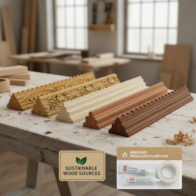 China Adhesive Installation Method Decorative Wooden Mouldings Oak Pine Maple Cherry Walnut Made From Sustainable Wood Sources for sale
