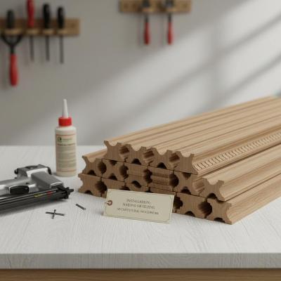 China Standard Moulding Decorative Wooden Mouldings Light Brown Featuring Installationmethod Nailing Or Gluing Suitable for Architectural Woodwork for sale