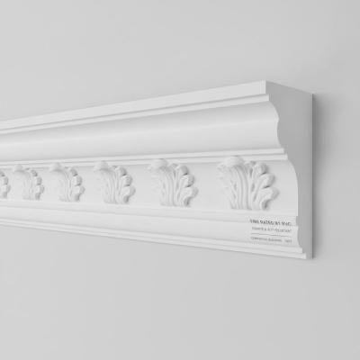 China Fire Rated B1 PVC Ceiling Cornice Moulding Termite Rot Resistant Decorative Crown Molding for Commercial Building 16ft for sale