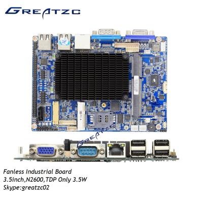 China 6 COM Industrial Fanless PC Motherboard Dual Core Atom N2600 CPU TDP 3.5W DC12V for sale