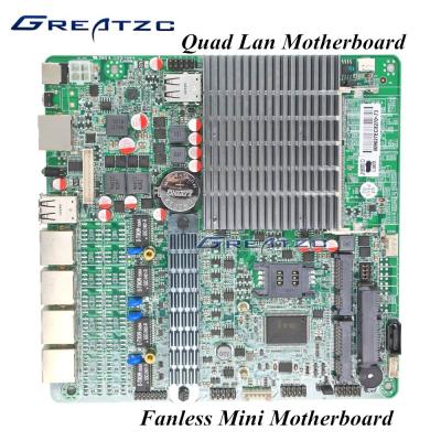 China MSATA MPCIE SIM Slot Fanless Industrial Motherboard Quad LAN Onboard CPU J1800 for sale