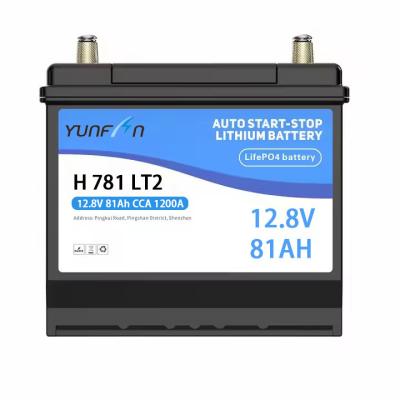 China 12.8V 81Ah Lifepo4 Autobatterie Cca1200A Klasse A Zelle Automobil Start-Stop Batterie Wiederaufladbare Auto Starter Batterie zu verkaufen