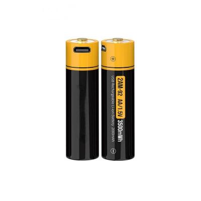 China USB Rechargeable Lithium Ion Battery 1.5V 1850mAh 2500mAh Micro USB Fast Charging Cylindrical Cell AA for sale