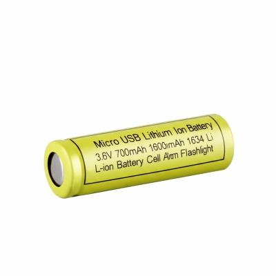 Cina Micro USB Batteria ricaricabile agli ioni di litio 3.6V 700mAh 16340 Batteria agli ioni di litio Cella di allarme Torcia in vendita