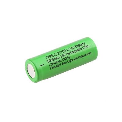 China TYPE-C 21700 Li-ion Battery 5000mAh 3.6V Rechargeable USB-C Lithium Cell for Flashlight Bike Light and Instruments for sale