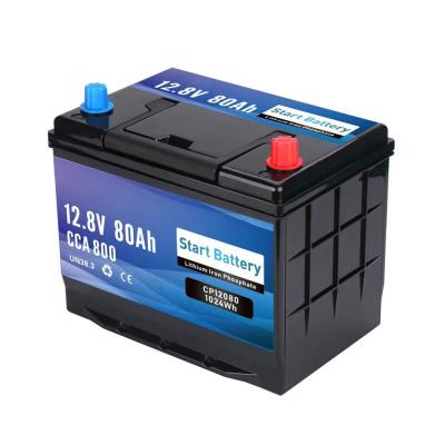 China 12V 80Ah LiFePO4 Deep Cycle & Starting Battery 800CCA Bluetooth - 1024Wh Solar Marine RV Off-Grid Lithium Battery With Smart BMS for sale