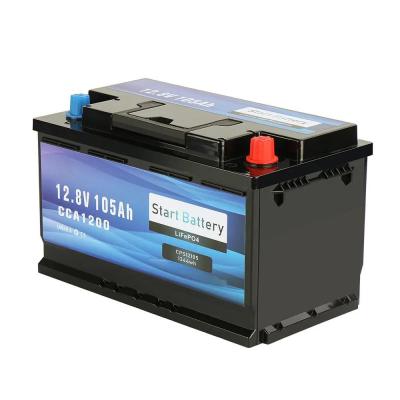 China 12V 105Ah LiFePO4 Battery 1200CCA Bluetooth 1344Wh Heavy Duty Lithium Battery For Diesel Trucks Large Marine And Solar Storage With Smart BMS for sale