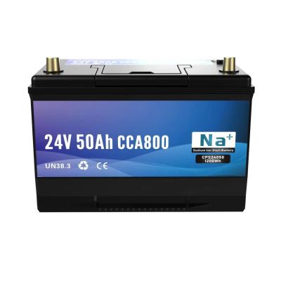 China 24V 50Ah Sodium-Ion Battery 800CCA Bluetooth High Voltage Starting And Power Battery For Commercial Trucks Electric Forklifts And Marine Systems for sale