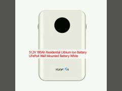 51.2V 100Ah Lithium Ion Battery LiFePo4 Wandbatterij Wit