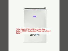 51.2V 200Ah ROHS Wandmontage Zonnebatterij 10KWh Customized Powerwall Lifepo4 Batterij