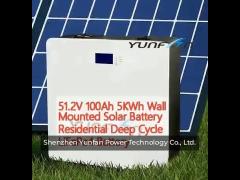 51.2v 100ah 5kwh wall mounted solar battery residential deep cycle lifepo4 battery