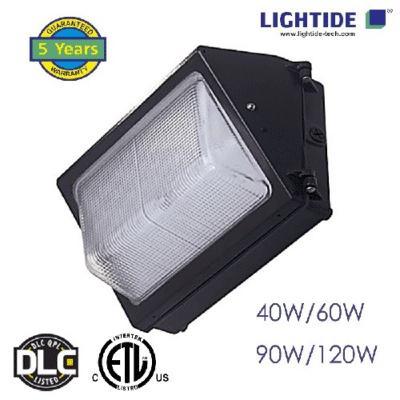 China DLC Premium Semi Cut-off Wall Pack LED Fixture-Glass Refractor 90W for sale
