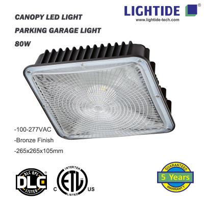 China Lightide LED Gas Station Canopy Lighting , ETL_cETL, 80W, 100-277vac, 9600lm, Black finish for sale
