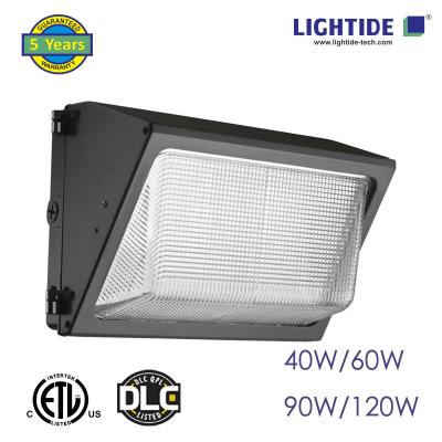 China Lightide DLC qualified LED Dusk to Dawn Wall Pack Light, 60W, 100-277vac, 5 years warranty for sale
