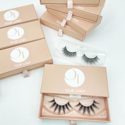 Cina Free shipping 5d paper box paper box light natural style design cheap fluffy Korean faux mink silk eyelashes fiber in vendita