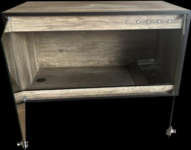 Interior view of reptile feeding box showing spacious design