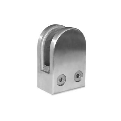 China Balustrade Deck Railing Glass Holder Stainless Steel 316 D Shape Flat Base Satin Polish for sale