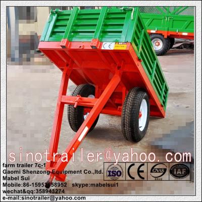 China light-duty CE approved 7CX-1.5 farm dump trailer for tractor for sale