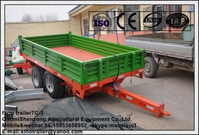 China 2ton 3 ton 5 ton farm tractor trailer dumping hydraulic tipping one axle 2 axles for sale
