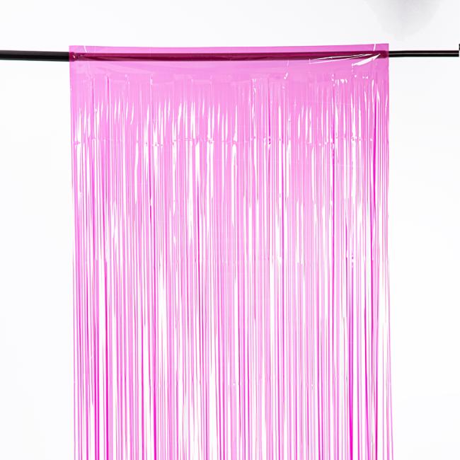 Macaron Pink Foil Curtain displayed as a decorative backdrop