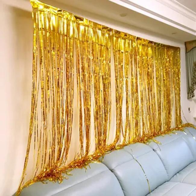 Close-up view of Laser Rain Curtain's shimmering texture