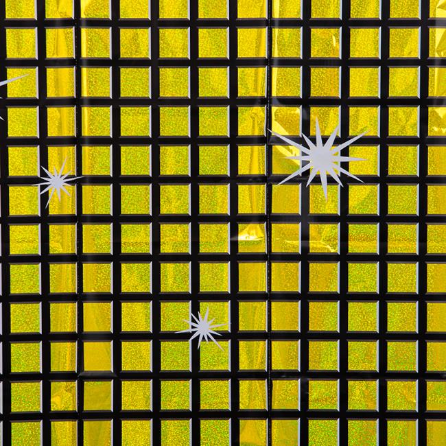Shiny disco tablecloth displayed on a party table