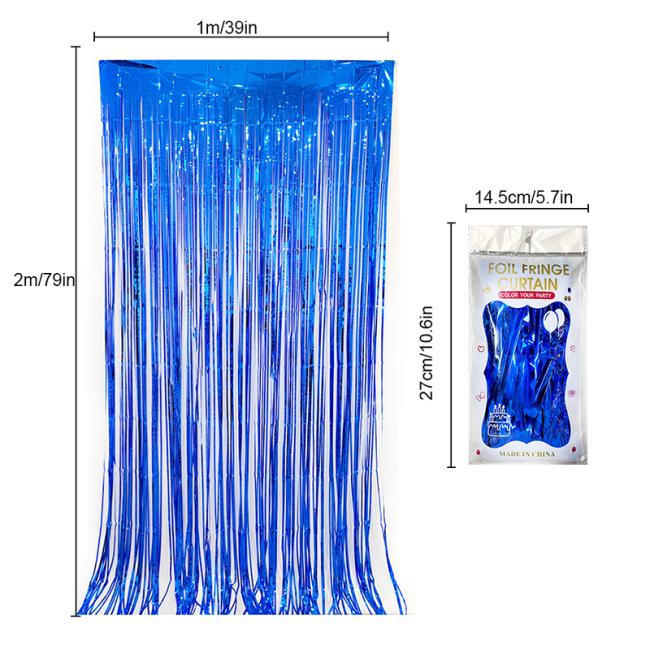 Colorful tinsel fringe curtain displayed as party backdrop