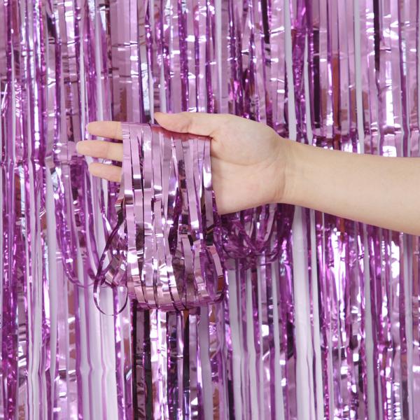 Quality Purple Metallic Backdrop Curtain 6.5*3ft Party Curtains Backdrop for sale