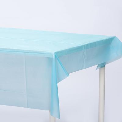 China Light Blue Plastic Table Covers 1.8m 2.4m Disposable Tablecloths for sale