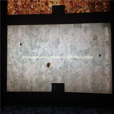China Backlit White Rock Crystal Semiprecious Stone Slabs for sale