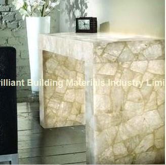 China Backlit White Rock Crystal Semiprecious Stone TableTops for sale