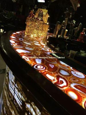 China Backlit Red Agate Semiprecious Stone Bar Top for sale